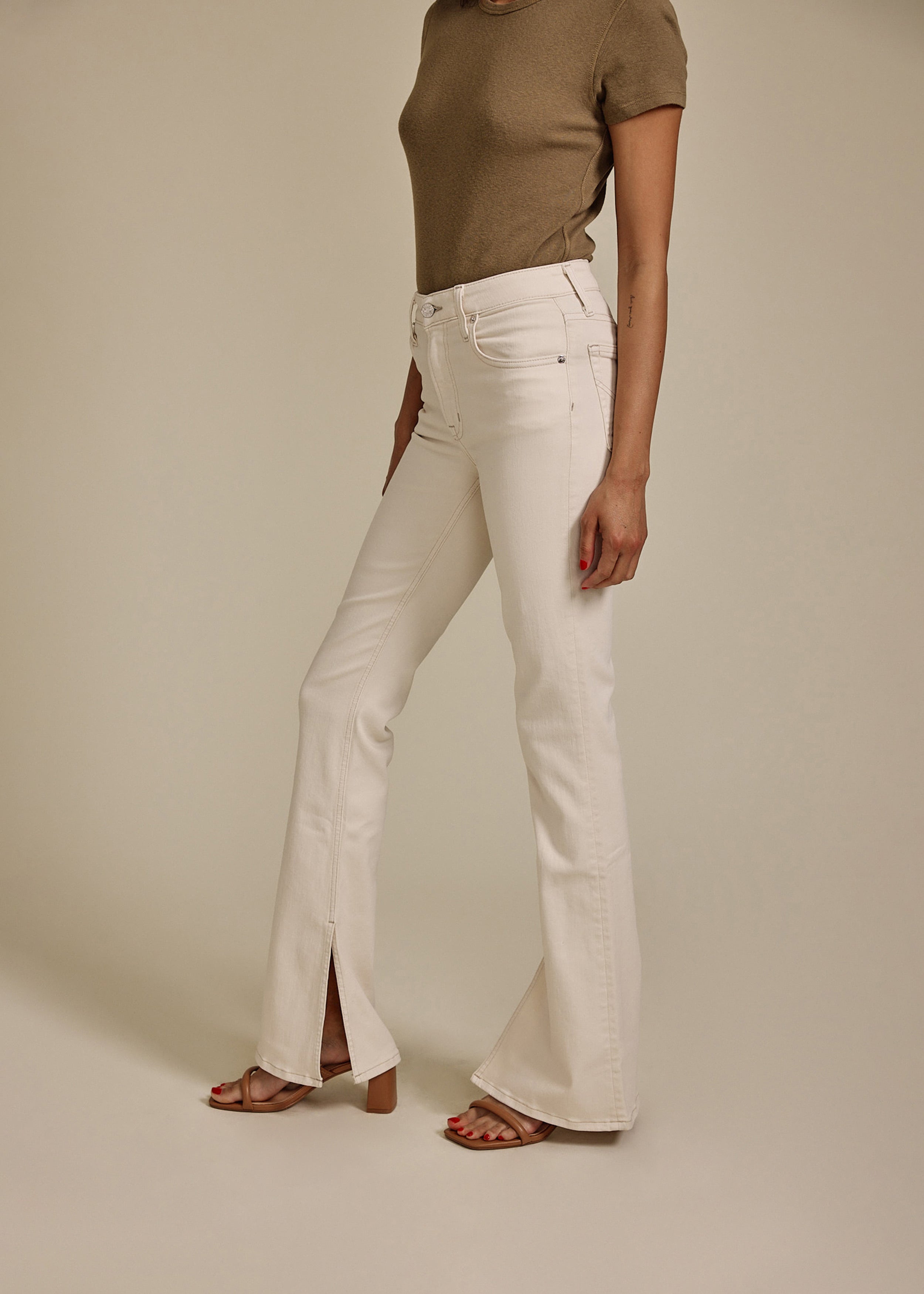 White Bootcut Jeans for Women - Lark Split Inseam Plaster | EDWIN USA