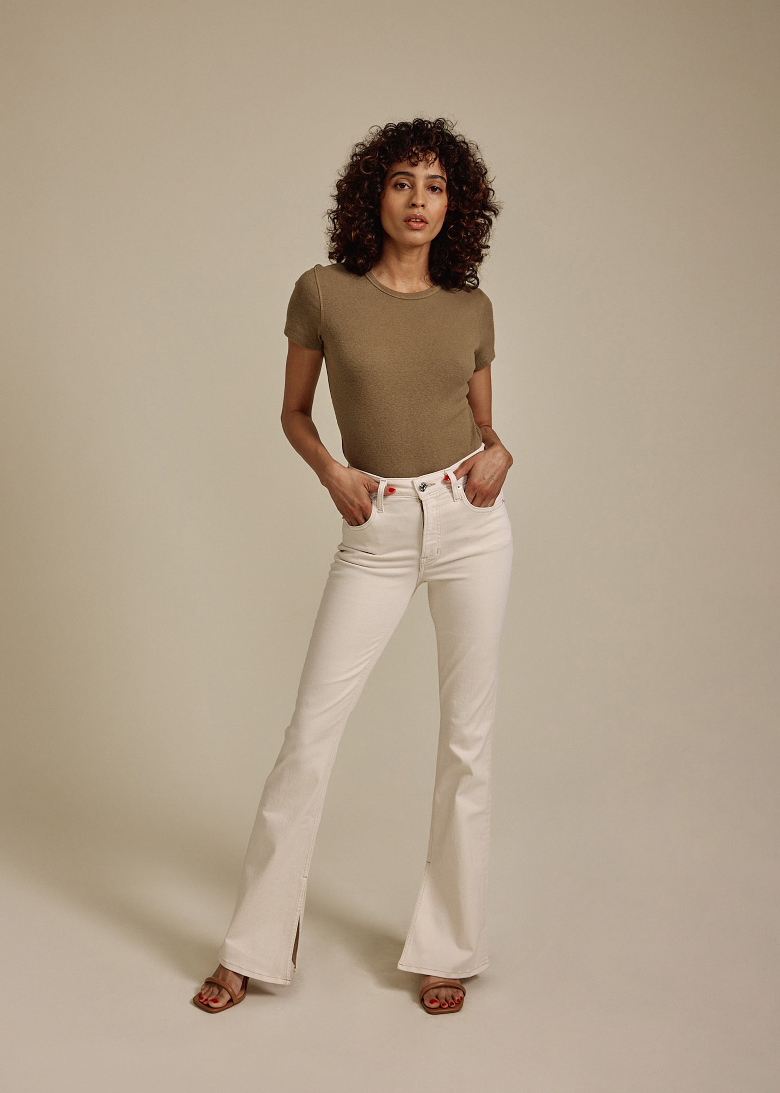 White Bootcut Jeans for Women - Lark Split Inseam Plaster | EDWIN USA
